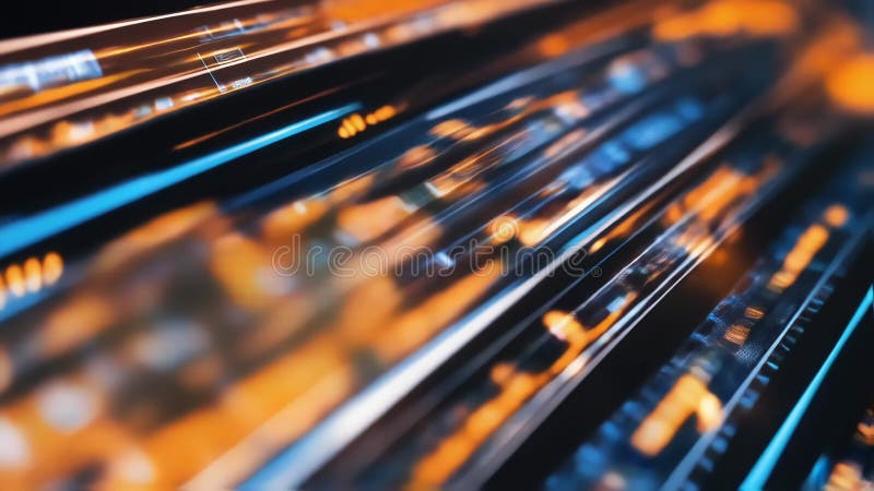 Orange and Blue Data Stream Flowing on Dark Background Stock Video - Video of cyberspace, lines ...