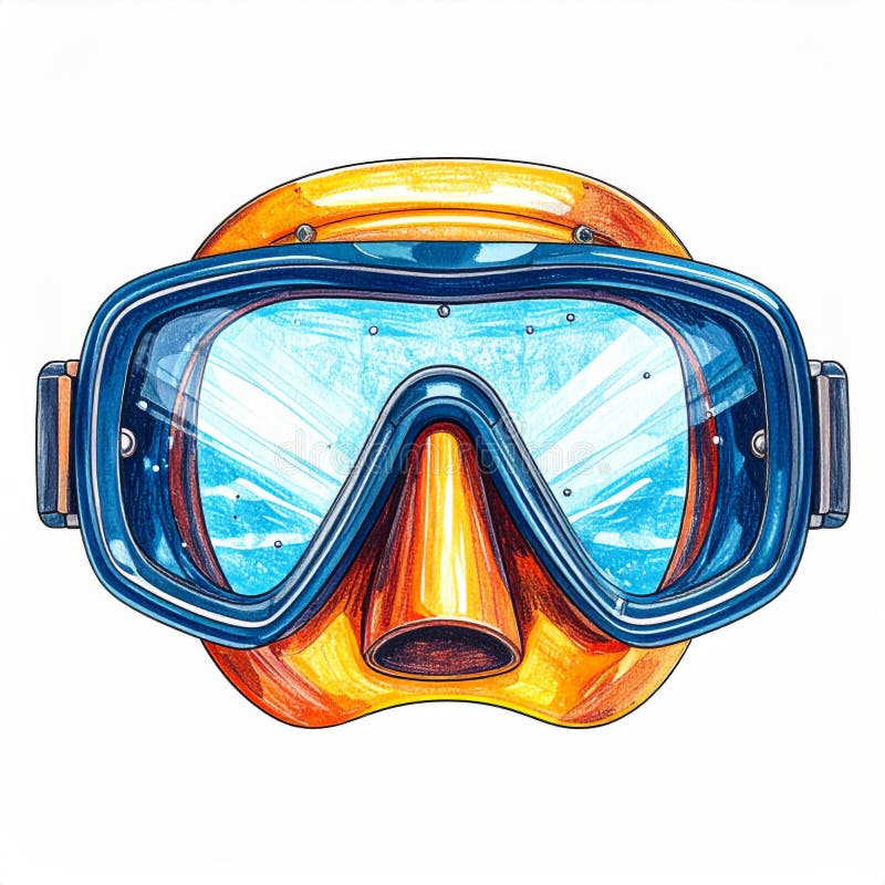 Orange and Blue Diving Mask Illustration Stock Illustration ...