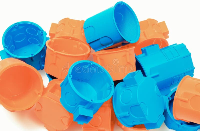 Orange and Blue Electrical Boxes. Components Using in Electrical ...