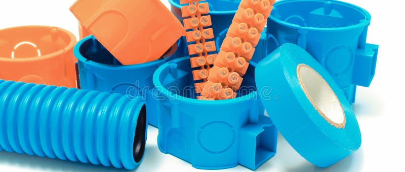 Orange and Blue Electrical Boxes and Other Components Using in ...