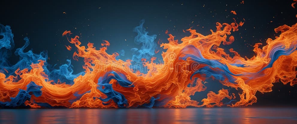 Orange and Blue Fire Abstract Background Stock Image - Image of ...