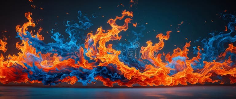 Orange and Blue Fire Abstract Background. Stock Photo - Image of ...