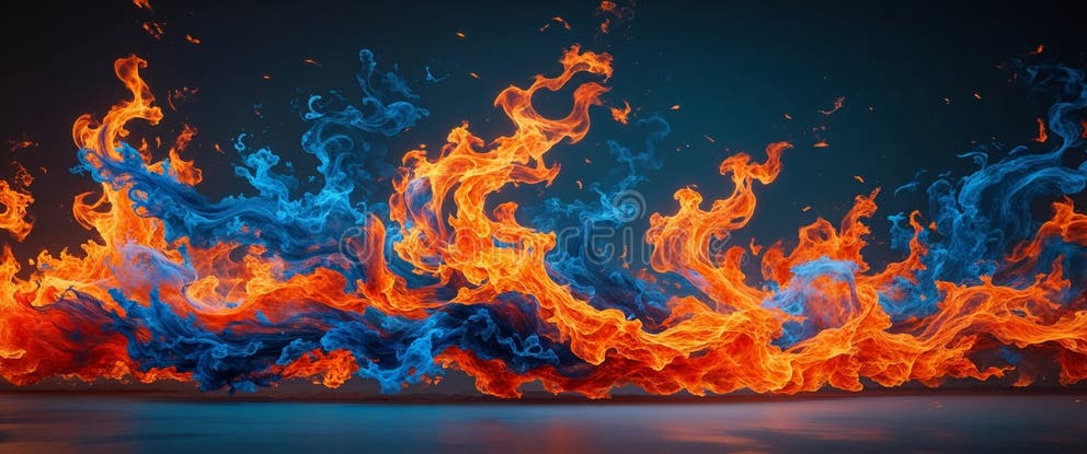 Orange and Blue Fire Abstract Background. Stock Photo - Image of ...
