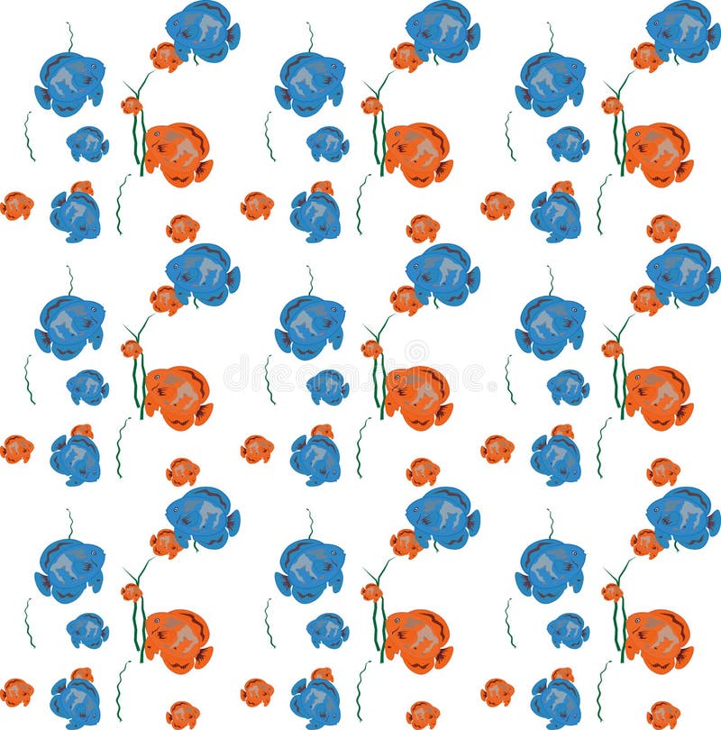 Orange and Blue Fish Seamless Pattern. Vector Stock Vector ...