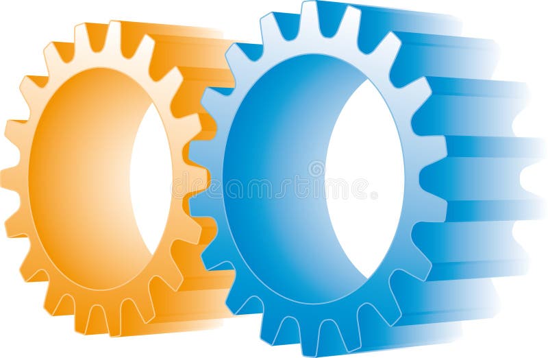 Orange and blue gears stock vector. Illustration of element - 12517953