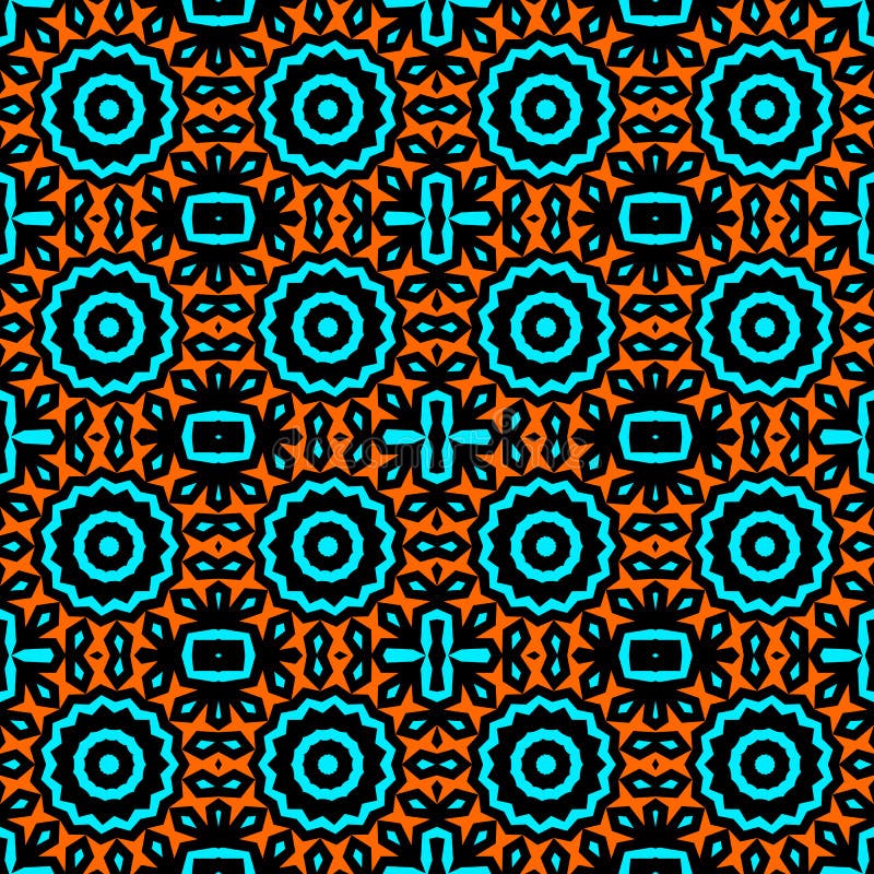 Orange and Blue Geometric Eastern Pattern Stock Vector - Illustration ...