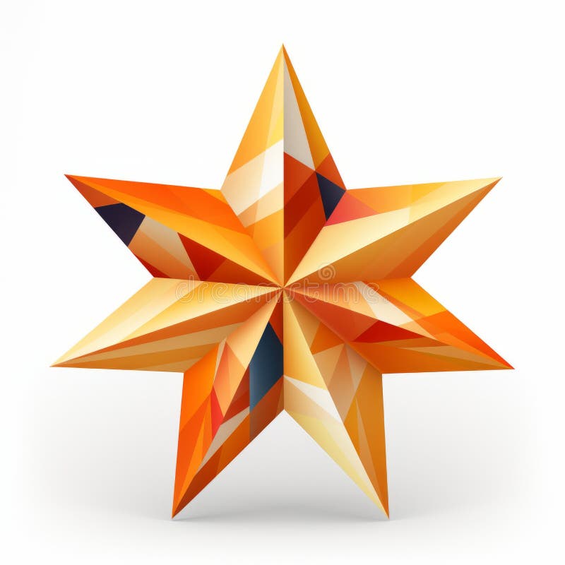 An Orange and Blue Geometric Star on a White Background Stock ...