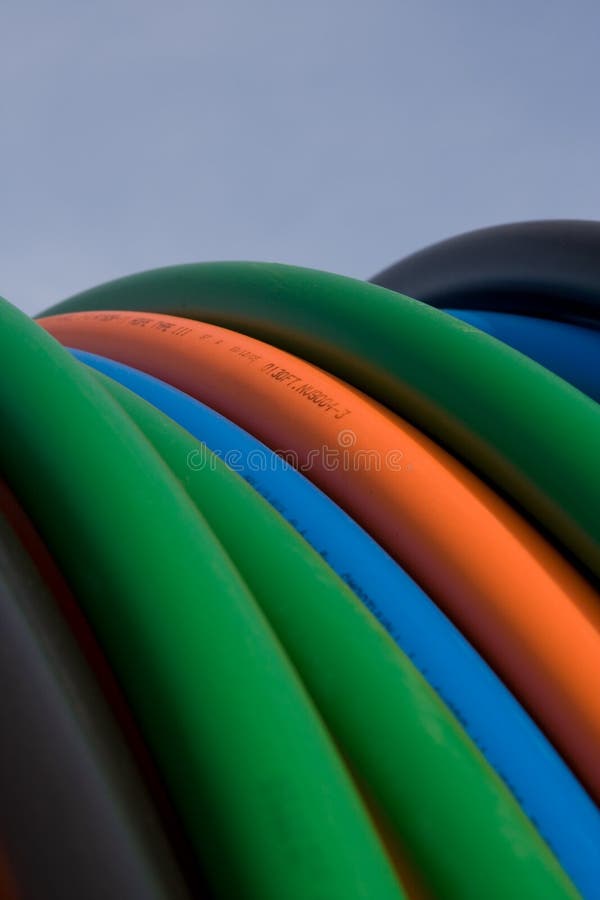 Orange, Blue, Green Telecommunication Cables Stock Photo - Image of ...