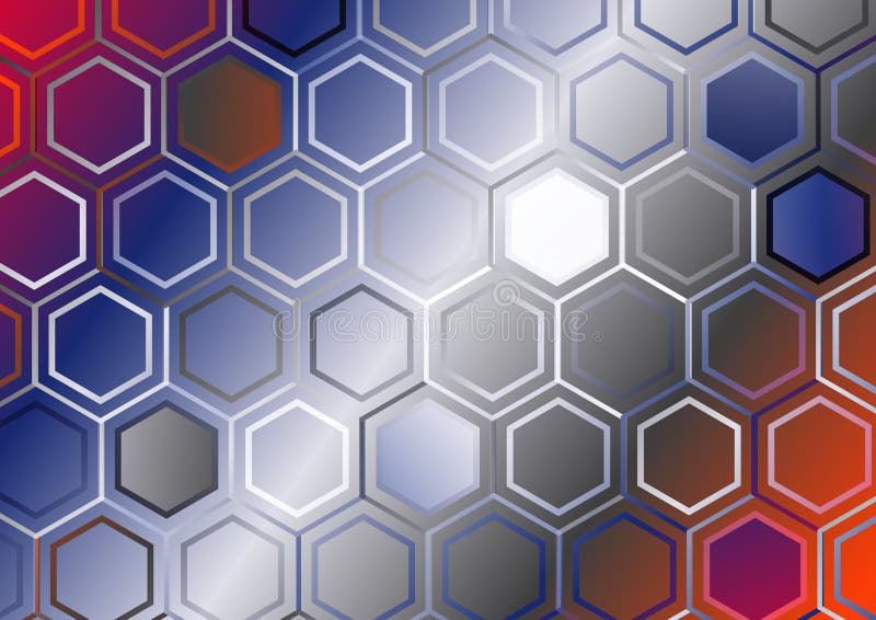 Orange Blue and Grey Gradient Hexagon Shape Background Stock Vector ...
