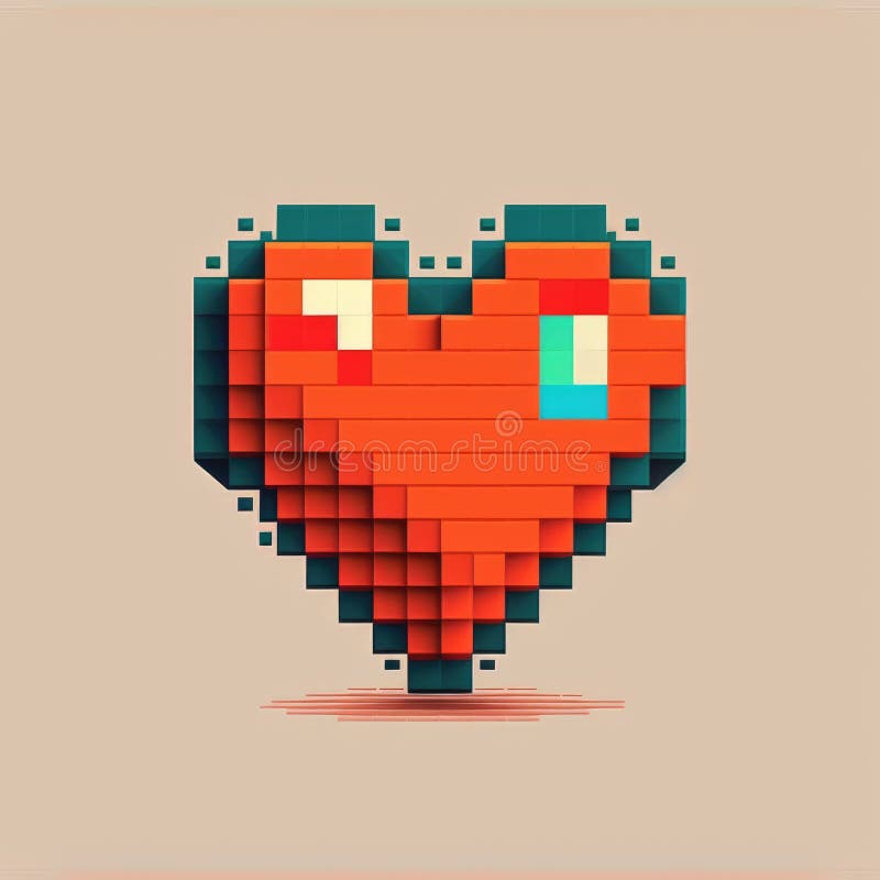 Orange and Blue Heart on Gray Background, Created Using Generative Ai ...