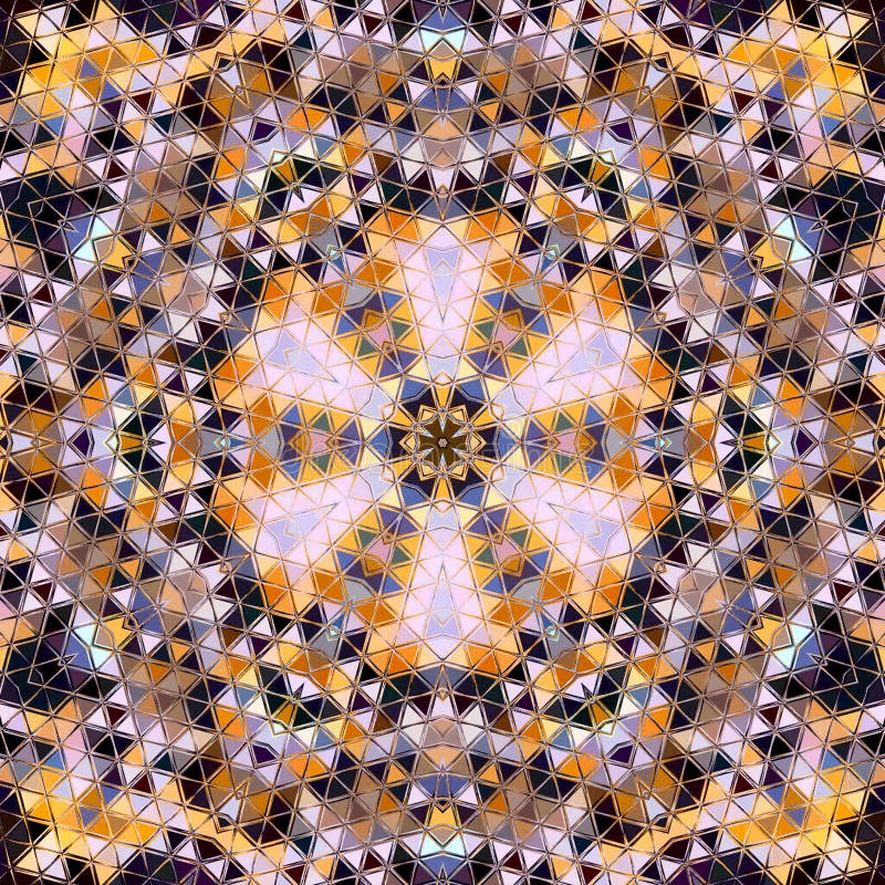Yellow, Orange, Blue, Indigo Triangle Kaleidoscope Stock Image - Image ...