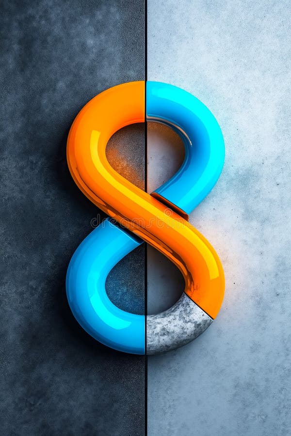 An Orange and Blue Letter B on a Gray and Blue Background Stock ...