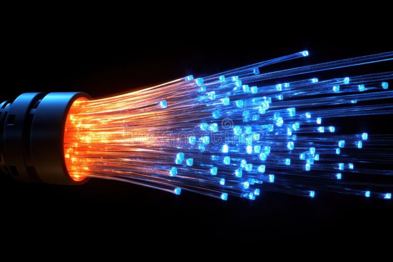 Orange and Blue Light Beams Emerge from a Cylindrical Source, Creating ...