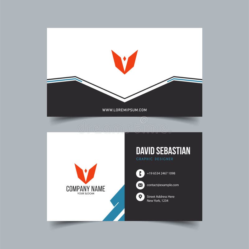 Orange and Blue Modern Creative Business Card and Name Card, Horizontal ...