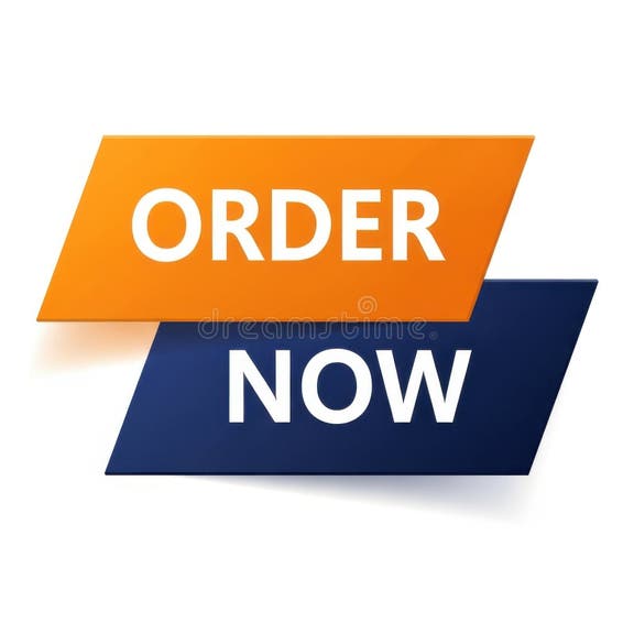 Orange and Blue Order Now Button Isolated on White Background Stock ...