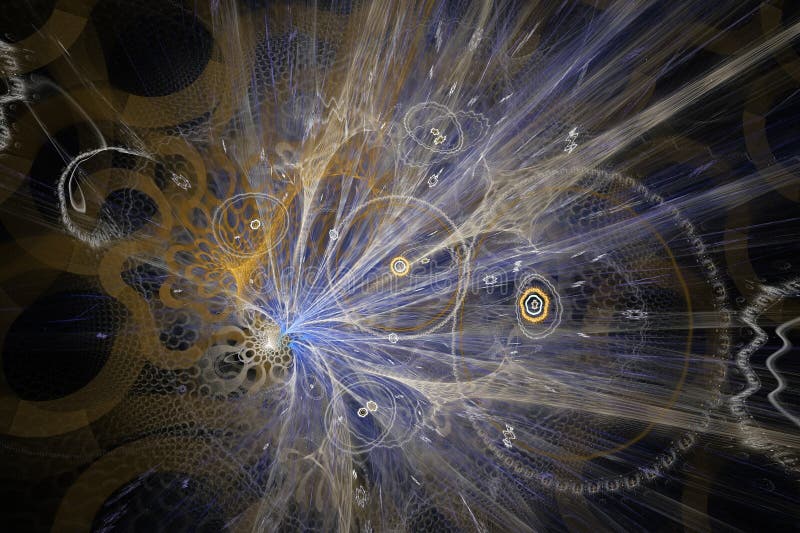 Orange Blue Pattern of Curved Shapes and Rays on a Black Background ...