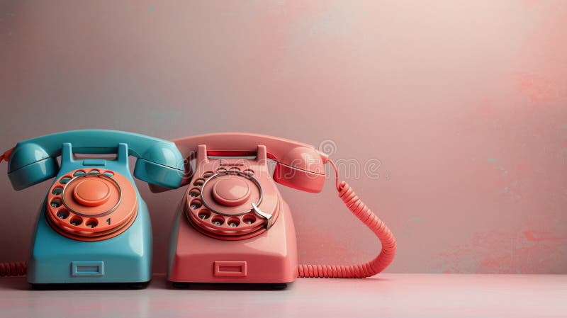 Orange and Blue Phone on Blue and Yellow Background Stock Image - Image ...