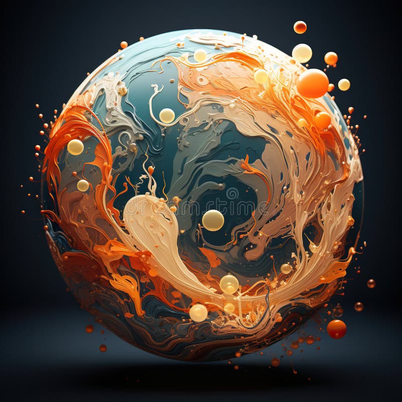 An Orange and Blue Planet. Generative AI Image. Stock Illustration ...