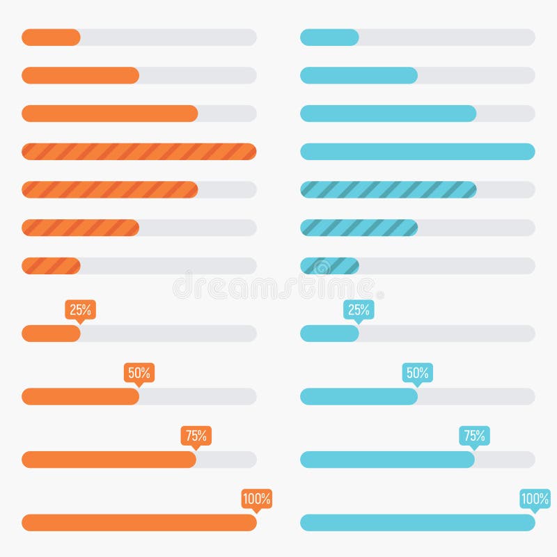 Orange and Blue Preloaders and Progress Loading Bars in Modern Flat ...