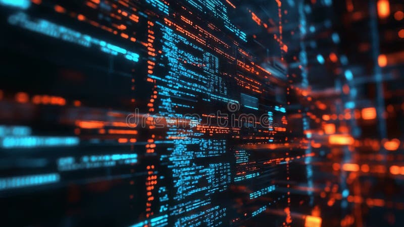 Programming Code Running on Screen Showing Futuristic Digital Data Flow Stock Footage - Video of ...