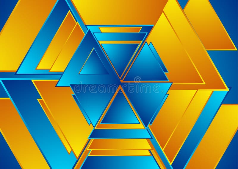 Orange and Blue Shiny Glossy Triangles Abstract Geometry Background ...