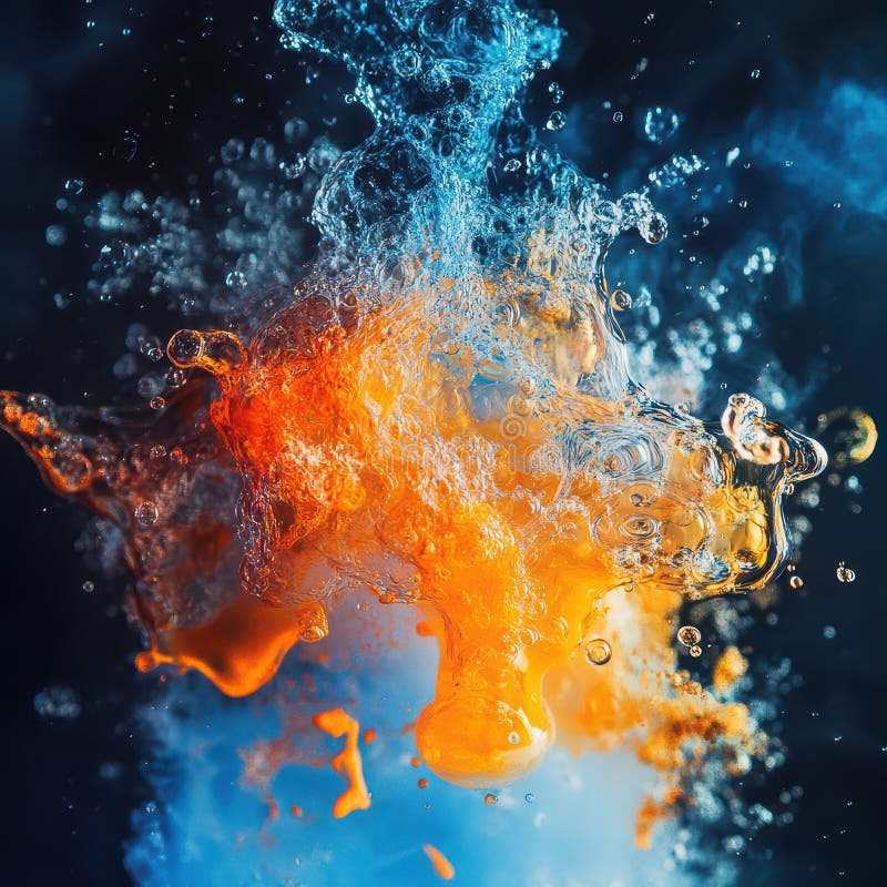 Orange and Blue Splash Forms Vibrant Pattern Stock Image - Image of ...