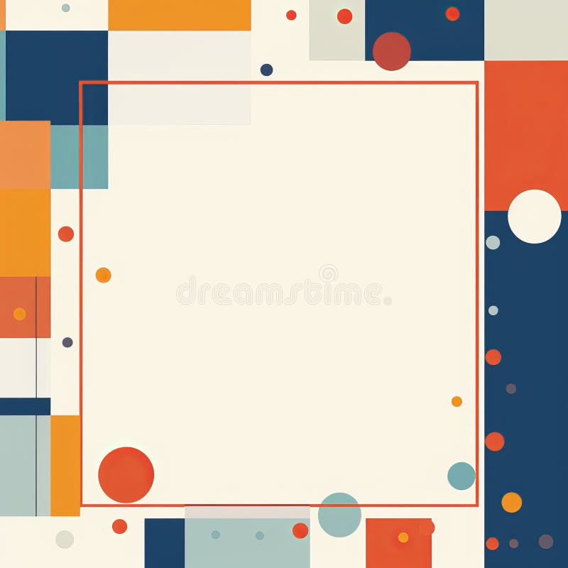 An Orange Blue and White Square Pattern with a Square Frame Stock ...