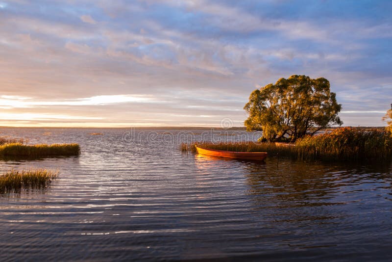 Orange boat stock photo. Image of landscape, tree, orange - 58218952