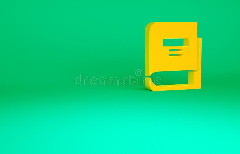 Orange Book Icon Isolated on Green Background. Minimalism Concept Stock ...