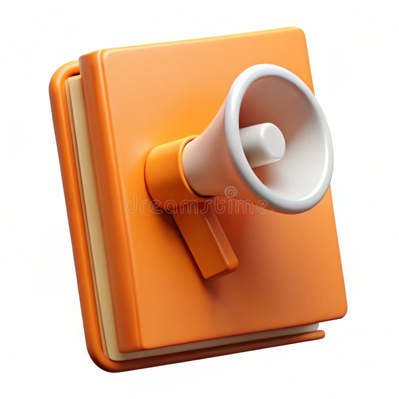 Orange Book with Megaphone Icon on Its Cover Isolated on Transparent ...