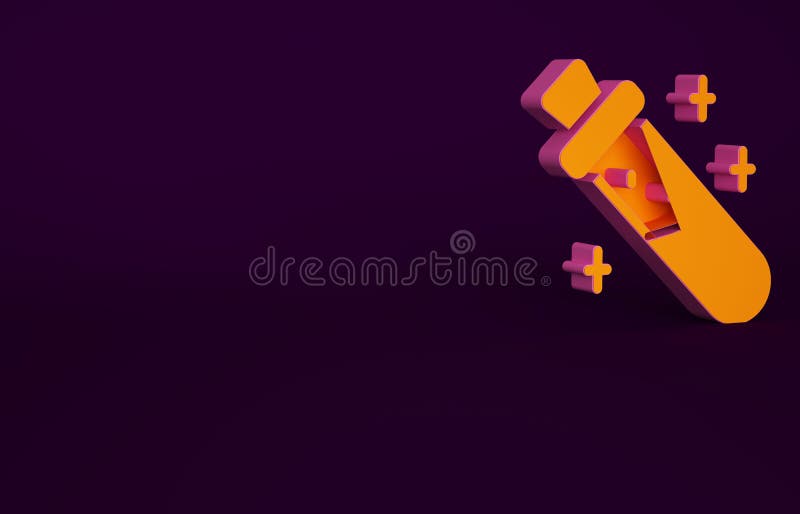 Orange Bottle with Potion Icon Isolated on Purple Background. Flask ...