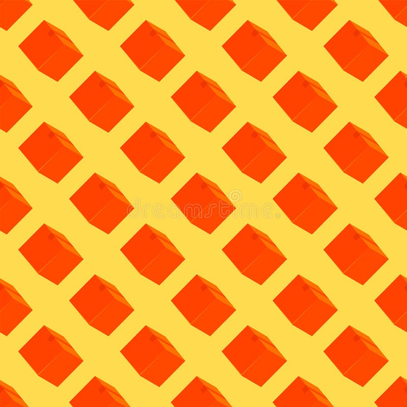 Orange Box Seamless Pattern on Yellow Background. Stock Vector ...
