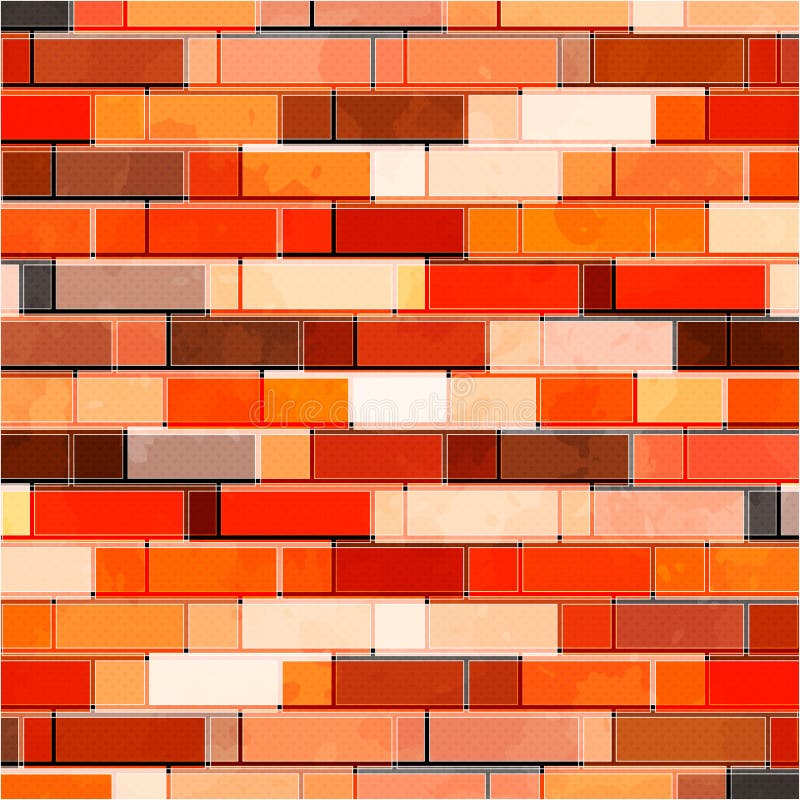 Orange Brick Wall Geometric Pattern Stock Vector - Illustration of hand ...