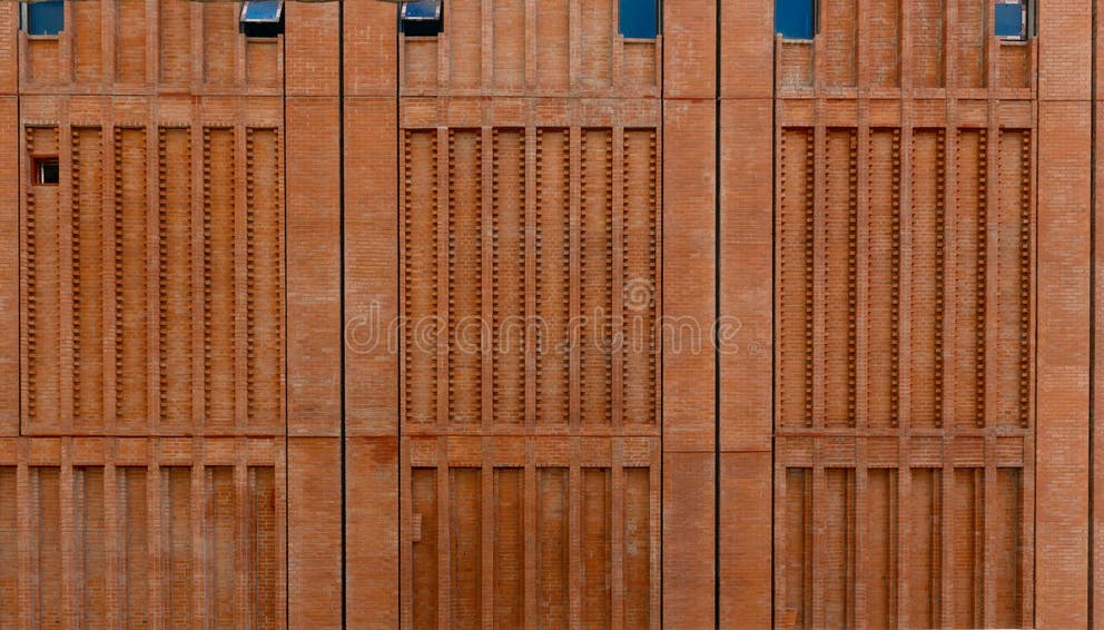 The Orange Brick Wall of a High-rise Building. Stock Image - Image of ...