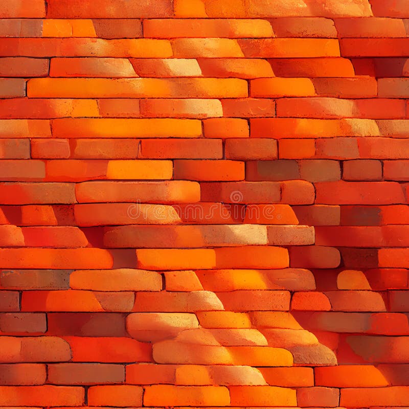 Orange Brick Wall Seamless Pattern Illustration. Generative AI Stock ...