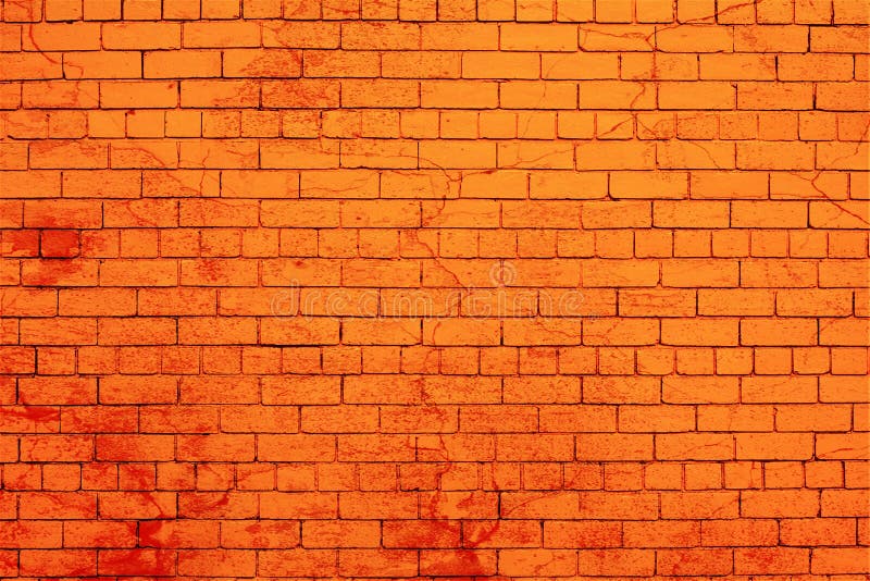 Orange Brick Wall Splashed with Red Paint. Stock Photo - Image of ...