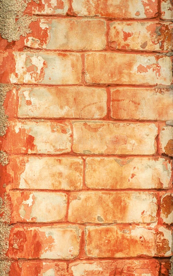 Orange Bricks Texture. Background for Design. Vertical Old Brickwall ...