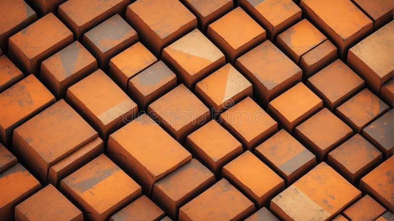 Orange Bricks Theme Vintage Striped Diagonal Lines and Blocks Pattern ...