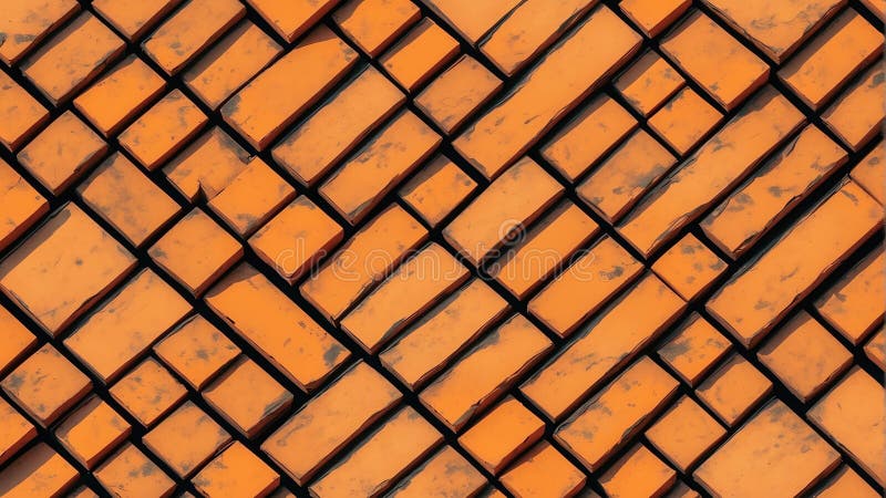 Orange Bricks Theme Vintage Striped Diagonal Lines and Blocks Pattern ...