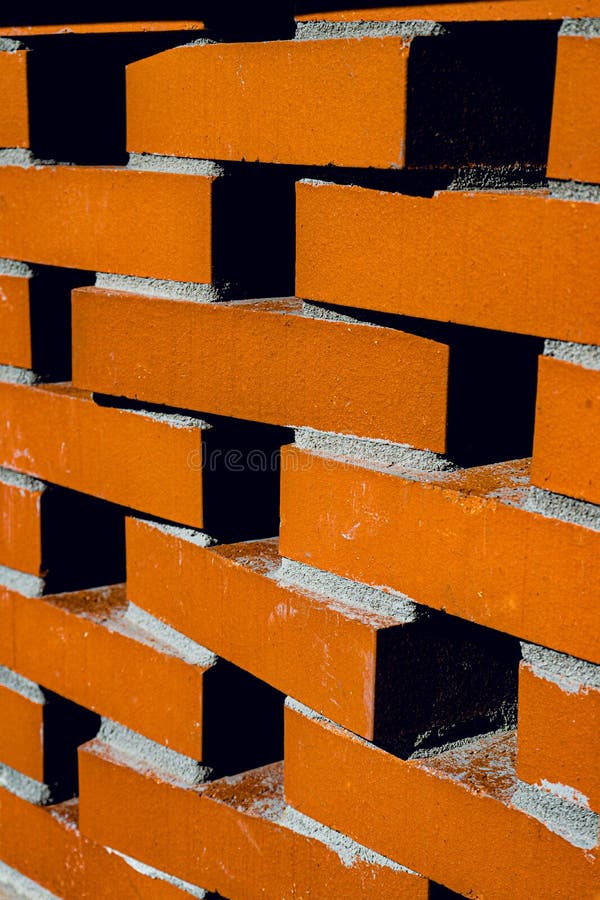 Orange bricks wall stock photo. Image of tile, line - 264025106