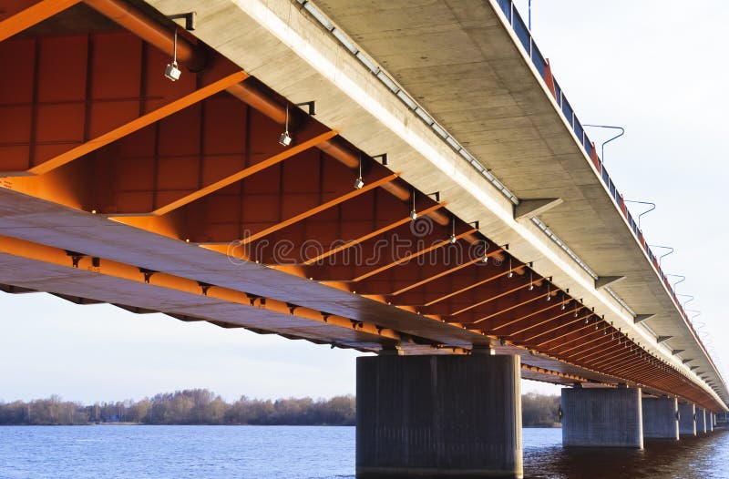 Orange Bridge on the Bottom with Supports. Stock Photo - Image of ...