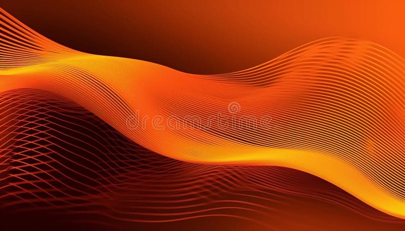Orange Bright Background with Lines and Waves Stock Illustration ...
