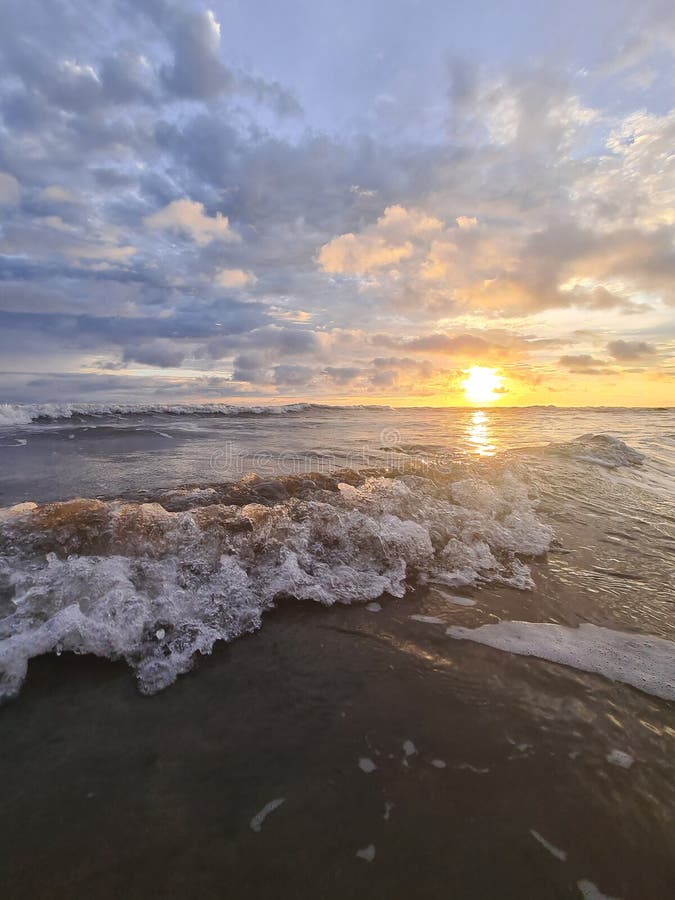 Orange Bright Color Sunset Over Ocean Stock Image - Image of golden ...