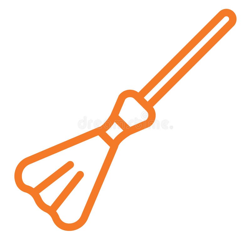 Orange Broom Standing Up for Cleaning Day Illustration Stock ...