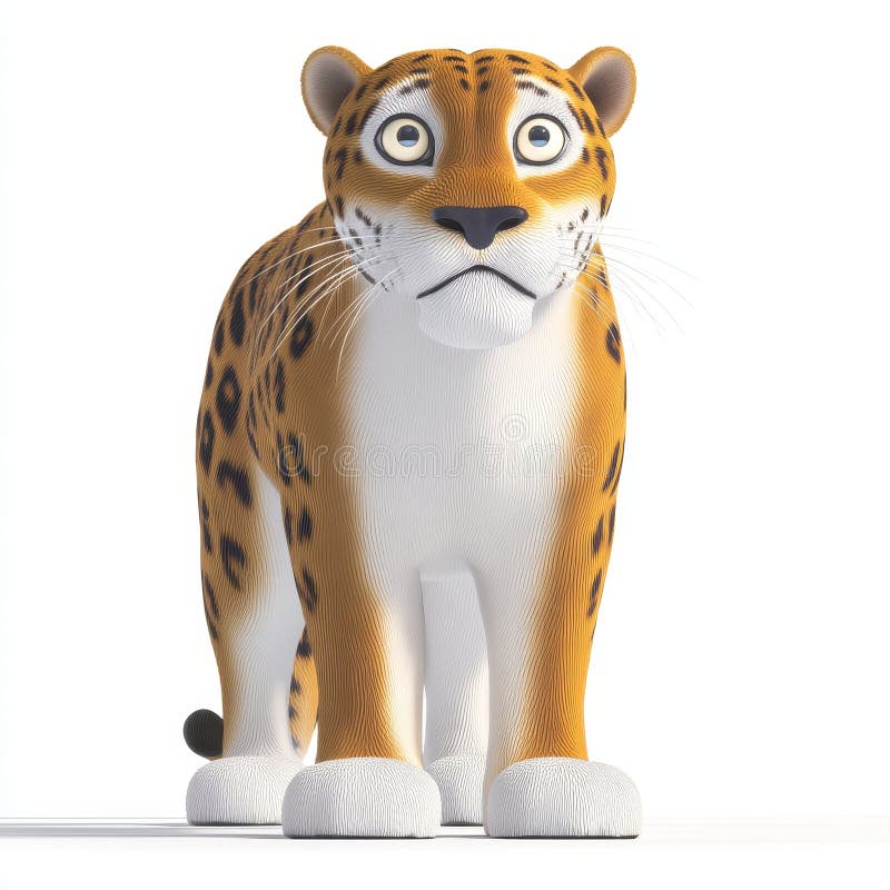 An Orange and Brown Cartoon Stands Looking Curious on White Surface ...