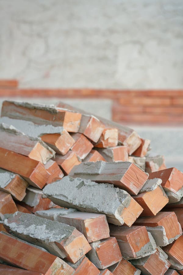 Orange Brown Old Brickwork Stack Off Wall Panel Under Construction ...
