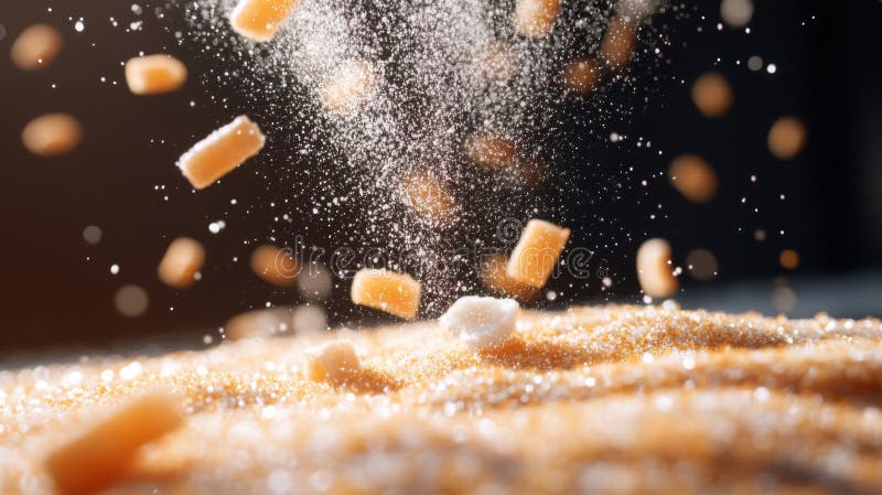 Orange and Brown Sugar Crystals Falling on Surface Stock Illustration ...