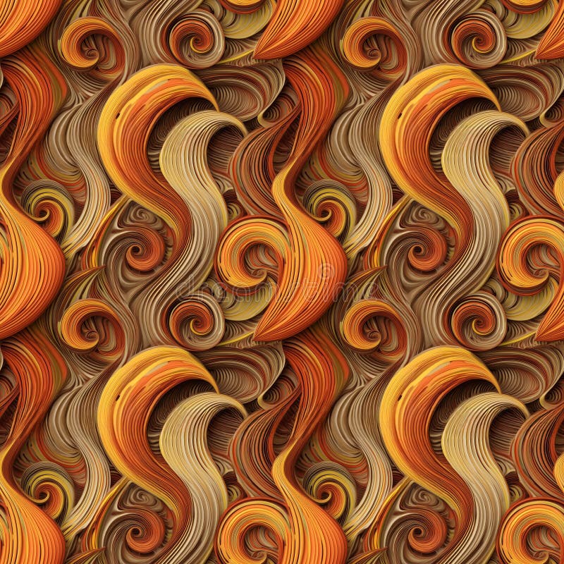 Orange and Brown Wavy Lines Seamless Pattern Stock Illustration ...