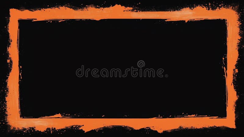 Orange Brush Stokes Border Frame on Black Backgr Ai Generated Stock ...