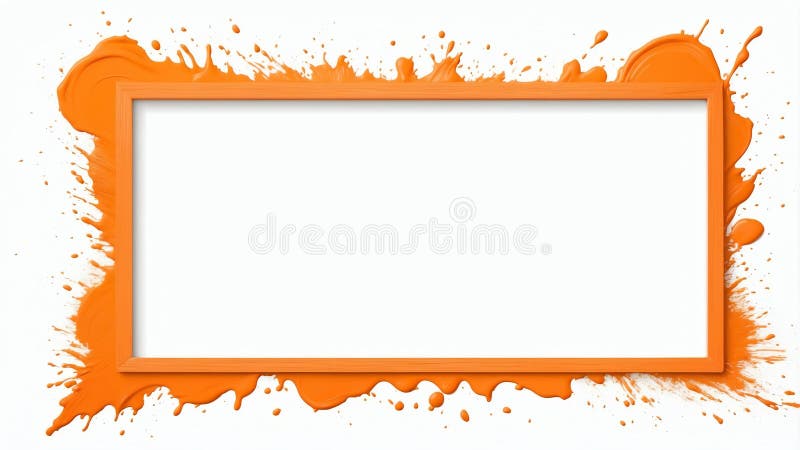 Orange Brush Stokes Border Frame on White Backgr Ai Generated Stock ...